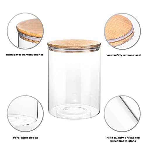 Glass Storage Jars,2 PACK -108oz/3200ml Clear Glass Food Storage Containers with Airtight Bamboo Lid Stackable Kitchen Canisters for Candy,Cookie,Rice,Sugar,Flour,Pasta,Nuts and Spice Jars