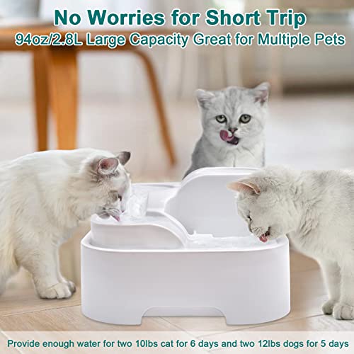 GJEASE Cat Water Fountain, Ultra Silent Cat Fountain 2.8L/94oz, with LED Light, Activated Carbon Filter