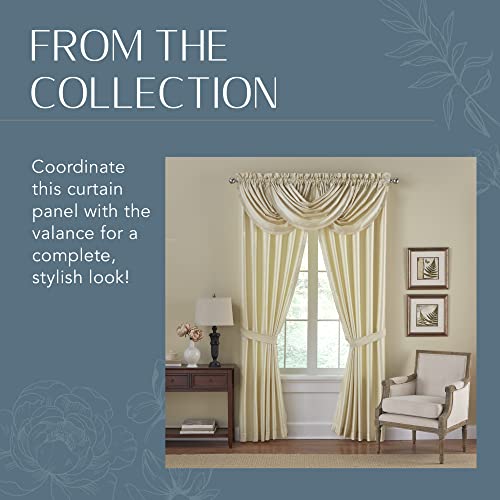 Elrene Home Fashions Versailles Faux-Silk Room-Darkening Curtain Panel, Blackout Curtain with Rod Pocket, 52 Inches by 84 Inches, Ivory, 1 Panel