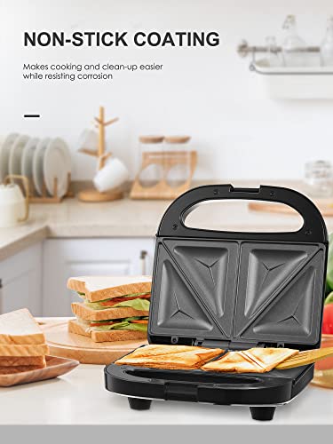 Sandwich Maker, Yabano Toaster and Electric Panini Grill with Non-stick Coating Plate, Easy to Clean, Heating Up Fast, Built in Indicator Lights, Black