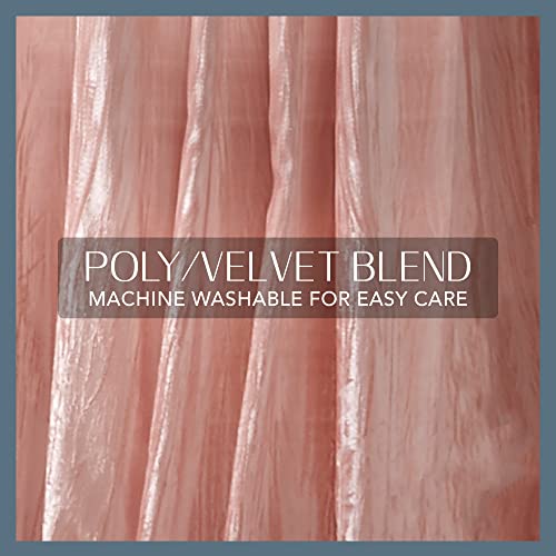 Elrene Home Fashions Korena Tie-Top Crushed Velvet Window Curtain Panel, Rustic-Chic Curtain Panel for Living Room or Bedroom, 52 Inches by 95 Inches, Blush, 1 Panel