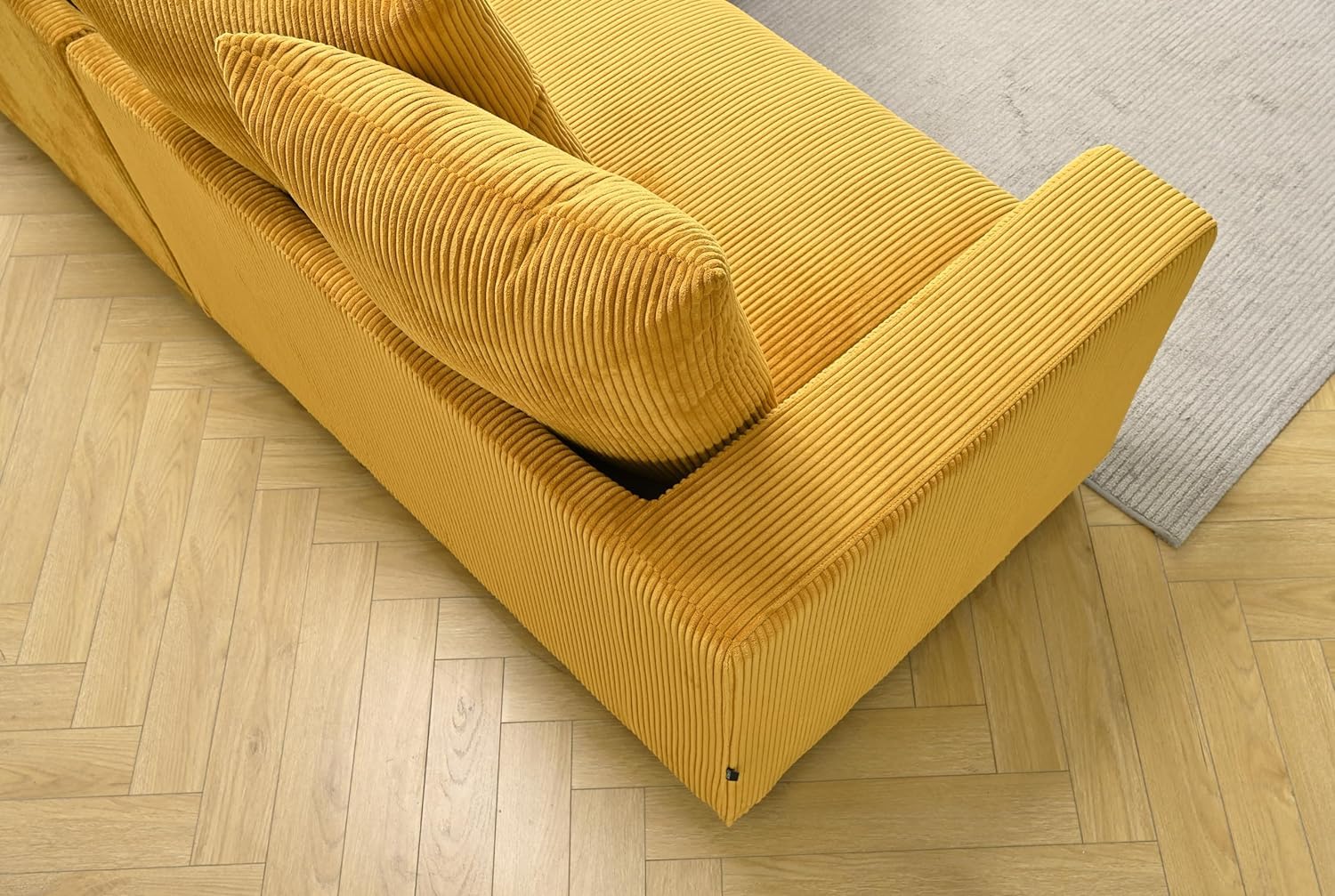 Container Furniture Direct Luxe Oversized Two-Piece Sectional Couches for Living Room, 102.4-Inch L Shaped Sofa with Chaise, Upholstered with Corduroy Fabric, Ginger Yellow -Left Facing