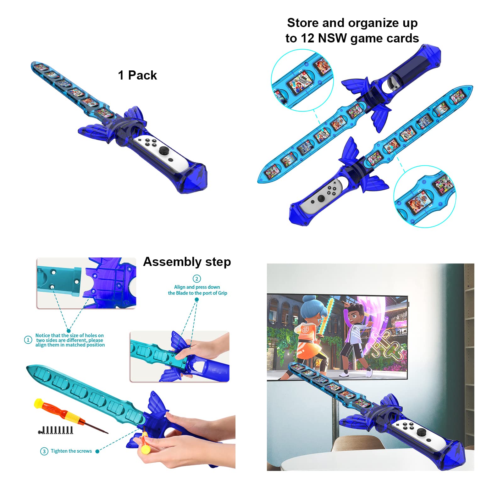 JOYTORN Switch Sports Accessories Bundle,Switch Accessories Kit with Ring Fit Leg Straps,Just Dace Wrist Bands,Mario Golf Super Rush Joycons Grips,Mario Tennis Rackets and Zelda Skyward Sword(9in1)