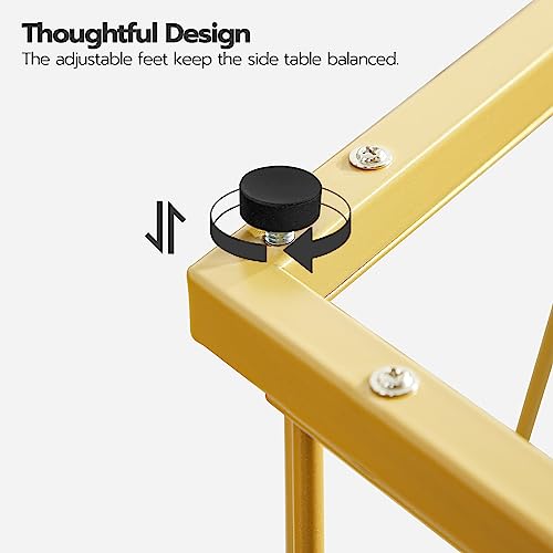 HOOBRO Round Coffee Table Set of 2, Gold Coffee End Table with Metal Frame, Small Coffee Table for Living Room Bedroom Balcony Yard, Modern Style, White and Gold, GD80BZ01