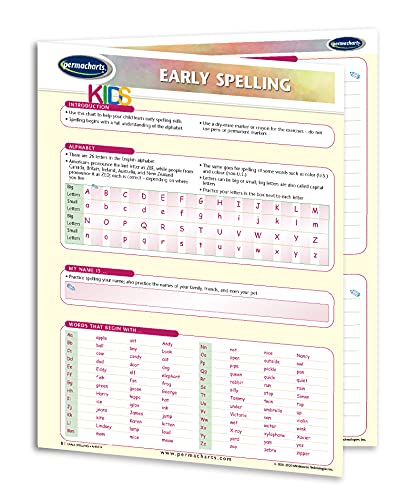 Home-Schooling Guides 4 Chart Bundle - Pre-K to Grade 2 - Laminated Charts on Early Math, Early Spell, Arts and Craft, Color and Shapes Quick Reference Guides by Permacharts