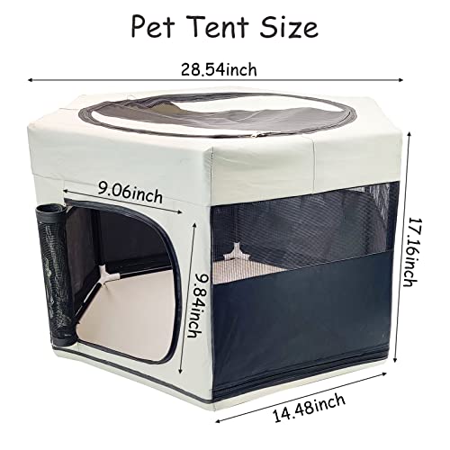 Hamiledyi Portable Pet Playpen Medium Size Foldable Bunny Playpens Outdoor Small Pet Cage Tent for Kitten Puppy Guinea Pig Rabbits Hamster Chinchillas(Grey)