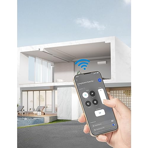 Dreo Smart Tower Fans that Blow Cold Air, Standing Fan for Bedroom, 90° Oscillating, 26ft/s Velocity Quiet Floor Fan with Remote, 8H Timer, Voice Control Bladeless Fans for Indoors, Works with Alexa, White
