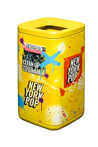 Cussso Decorative 1.8 Gallon Trash Can Waste Bin for Home, Office, Bathroom - Stylish Design Collector's BIN for Any Interior Décor (Yellow - New York Pop)
