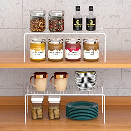GEDLIRE Kitchen Cabinet Shelf Organizer Set of 5, Large (15.7 x 9.4 inch) Metal Wire Pantry Storage Shelves, Dish Plate Racks for Cabinets, Freezer, Counter, Cupboard Organizers and Storage, White
