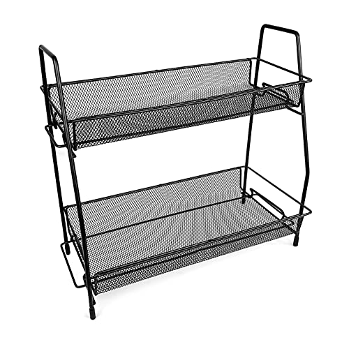Glynae Kitchen countertop organizer spice rack L35 x W17 x H32.5 cm Bathroom counter organizer storage shelf easy to install and firm - Black