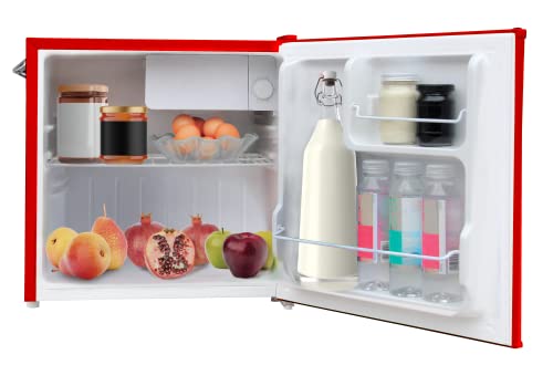 Hamilton Beach Retro Mini Refrigerator-Energy Saving-Adjustable Thermostat Control-Side Mounted Bottle Opener-Ideal for for Dorm, Office, RV, Garage, Apartment 1.7 Cubic Feet, Red
