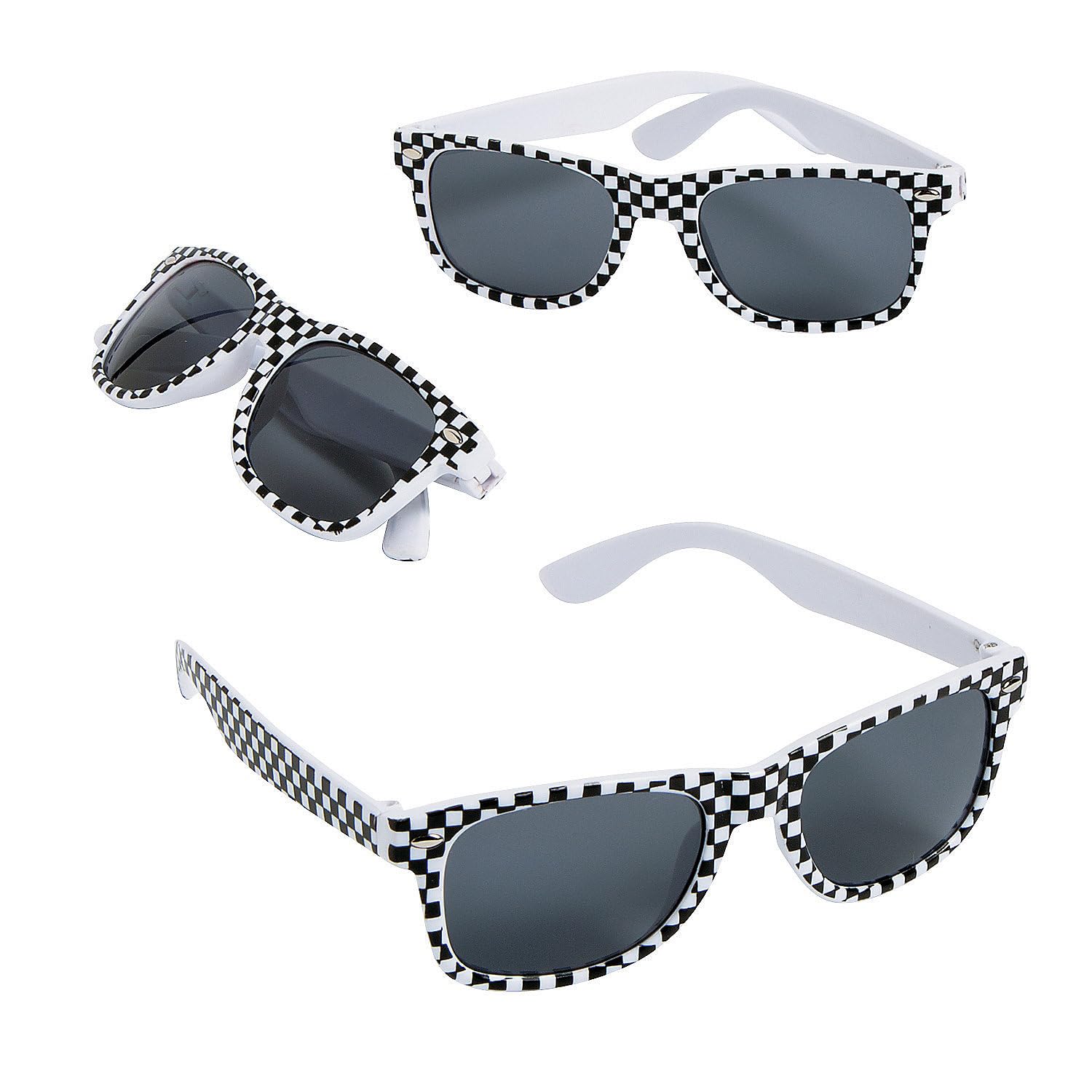 Fun Express Kids Sunglasses Bulk - Set of 12, Stay Cool in Style with Checkered Flag Party Favor Sunglasses for Kids - Shade and Style, Racecar Party Essentials & Gear Up with Toddler Sunglasses Bulk