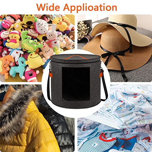 kushon Oversized Hat Storage Box for Women & Men,19" D x 17" H Cowboy Hat Boxes with 1 Wood Hook Felt travel Round Hat Organizer Box with Dustproof Lid