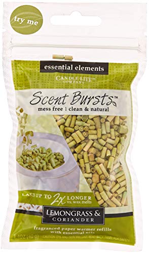 Essential Elements by Candle-Lite Company 4217093 Flameless Fragrance Lemongrass and Coriander Scent Bursts (4 Pack), Green