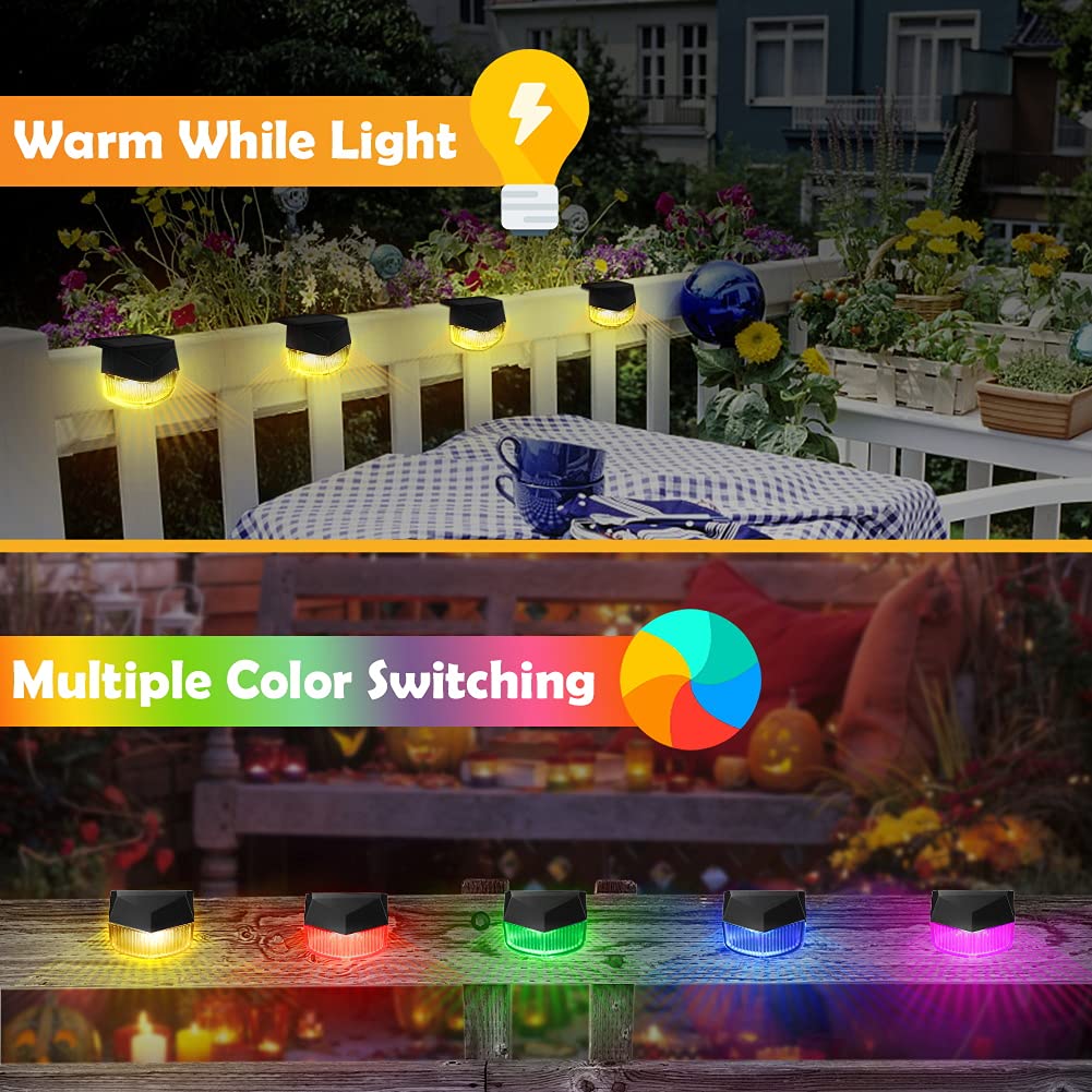 Kihoplly Solar Step Lights Outdoor, 4 Pack Solar Deck Lights Waterproof LED Solar Fence Lights for Garden Fence Patio Yard Stair Pathway Driveway Dock Porch Path