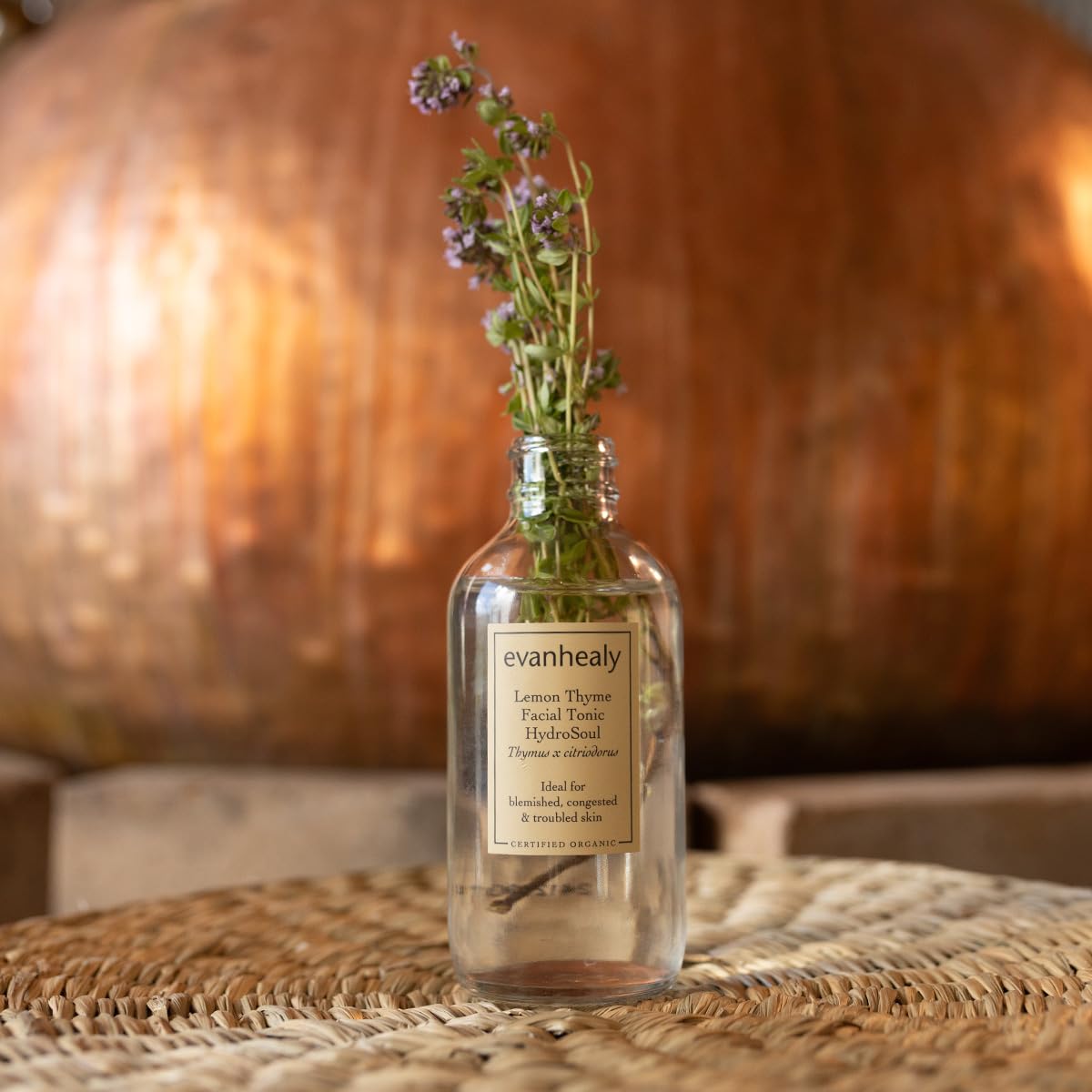 evanhealy Lemon Thyme HydroSoul | Copper Distilled Hydrosol | Purifying Facial Tonic | Organic Plant Face Toner | Purify & Decongest Blemished, Congested, Teen Skin
