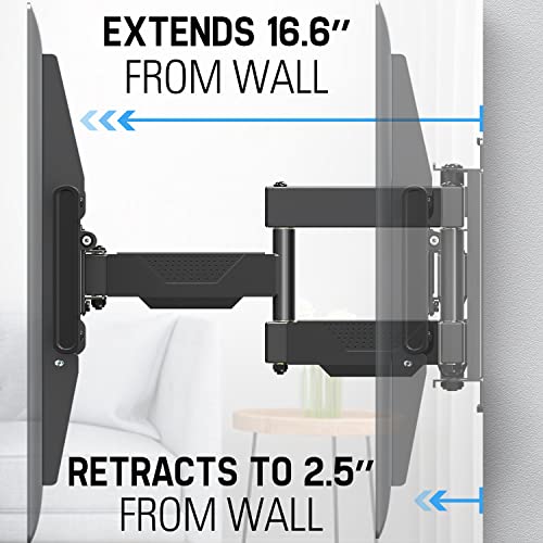 Mounting Dream Full Motion TV Mount for 42-75 inch TVs, TV Wall Mount Bracket with Dual Articulating Arms, Fits 12β / 16β Wood Studs with VESA 600x400mm up to 100lbs