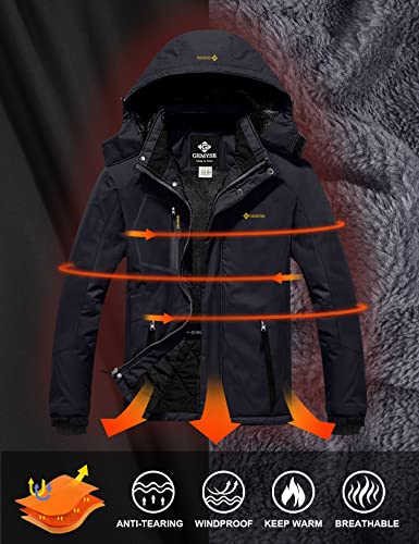 GEMYSE Men's Mountain Waterproof Ski Snow Jacket Winter Windproof Rain Jacket (Black,Small)