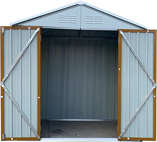 EMKK 4FTx6FT Storage Sheds Outdoor, Utility Steel Tool Sheds for Garden Backyard Lawn, Large Patio House Building with Lockable Door