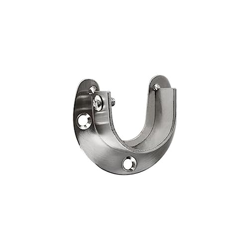 GAGALU 1Pcs Stainless Steel Clothes Rod Rail Holder Bracket For Wardrobe Curtain Shower Curtain Rod U-Shaped Flanges Holder Seat xiaolu (Color : Diameter 25-Silver)