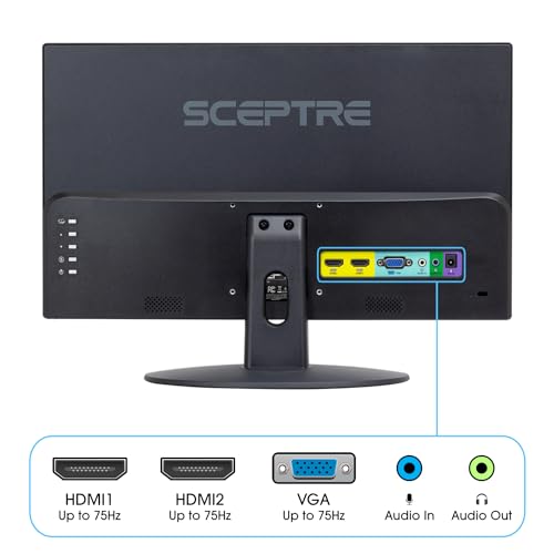 Sceptre 22" 75hz 1080p LED Monitor HDMI x2 VGA 99% sRGB Wall Mount Ready Build-in Speakers, Machine Black 2021 (E22 Series)