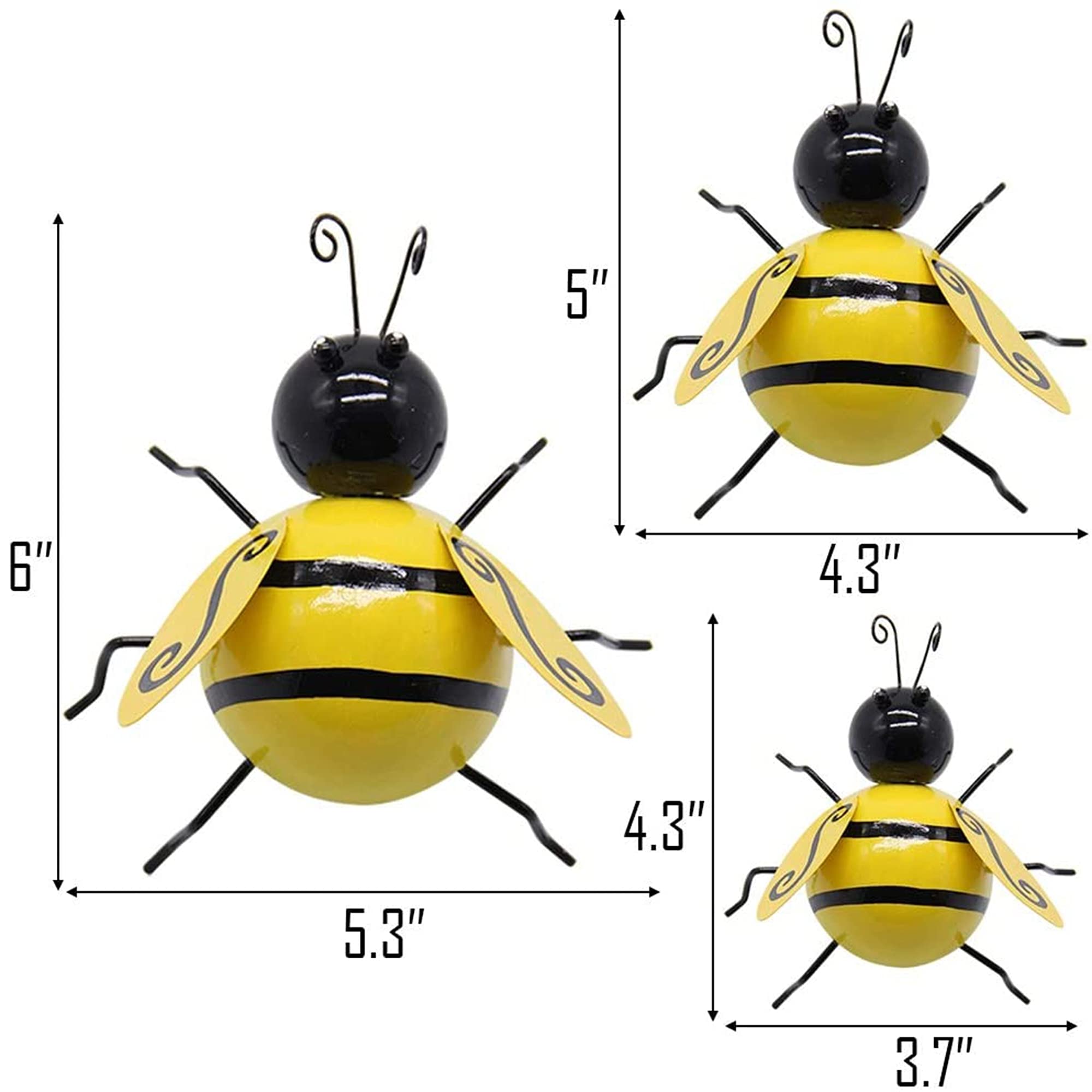 Juegoal Metal Wall Art Bee 3D Sculpture, Inspirational Wall Decor Hanging for Indoor and Outdoor, 4 Pack