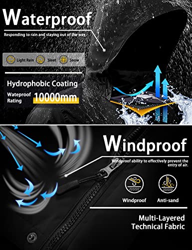 GEMYSE Women's Mountain Waterproof Ski Snow Jacket Winter Windproof Rain Jacket(Black,X-Large)