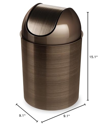 LYLSTE 2.5 Gallon Plastic Swivel Lid Bathroom Trash Can (Bronze), GBY-004