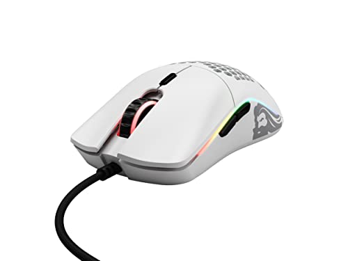 Glorious Gaming Mouse - Model O Minus 58 g Superlight Honeycomb Mouse, RGB Mouse - Matte White Mouse, USB Gaming Mouse