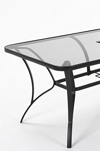 CoscoProducts COSCO 88646GLGE Paloma Patio Tempered Glass Top Dining Table, Gray