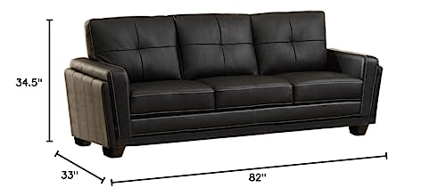 HOMES: Inside + Out Sheradome Modern Black Leatherette Sofa