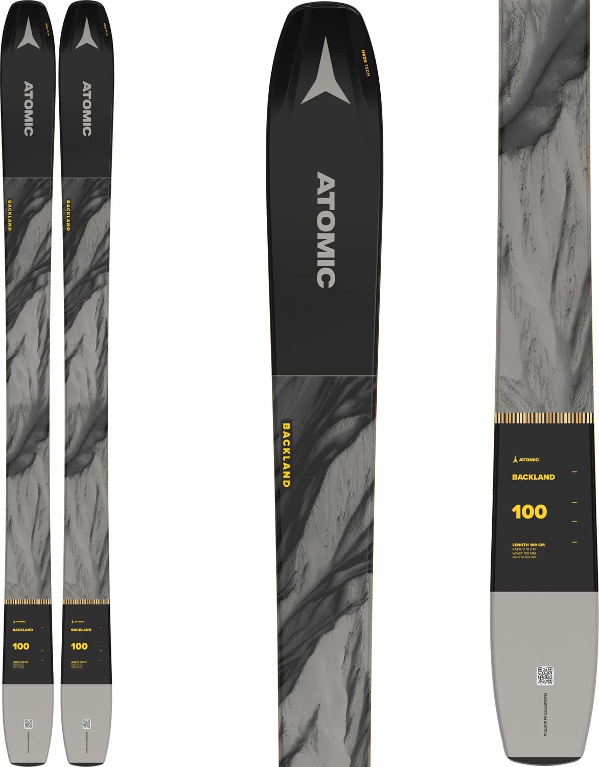 Atomic Backland 100 Skis Mens Sz 180cm Black/Grey Metallic