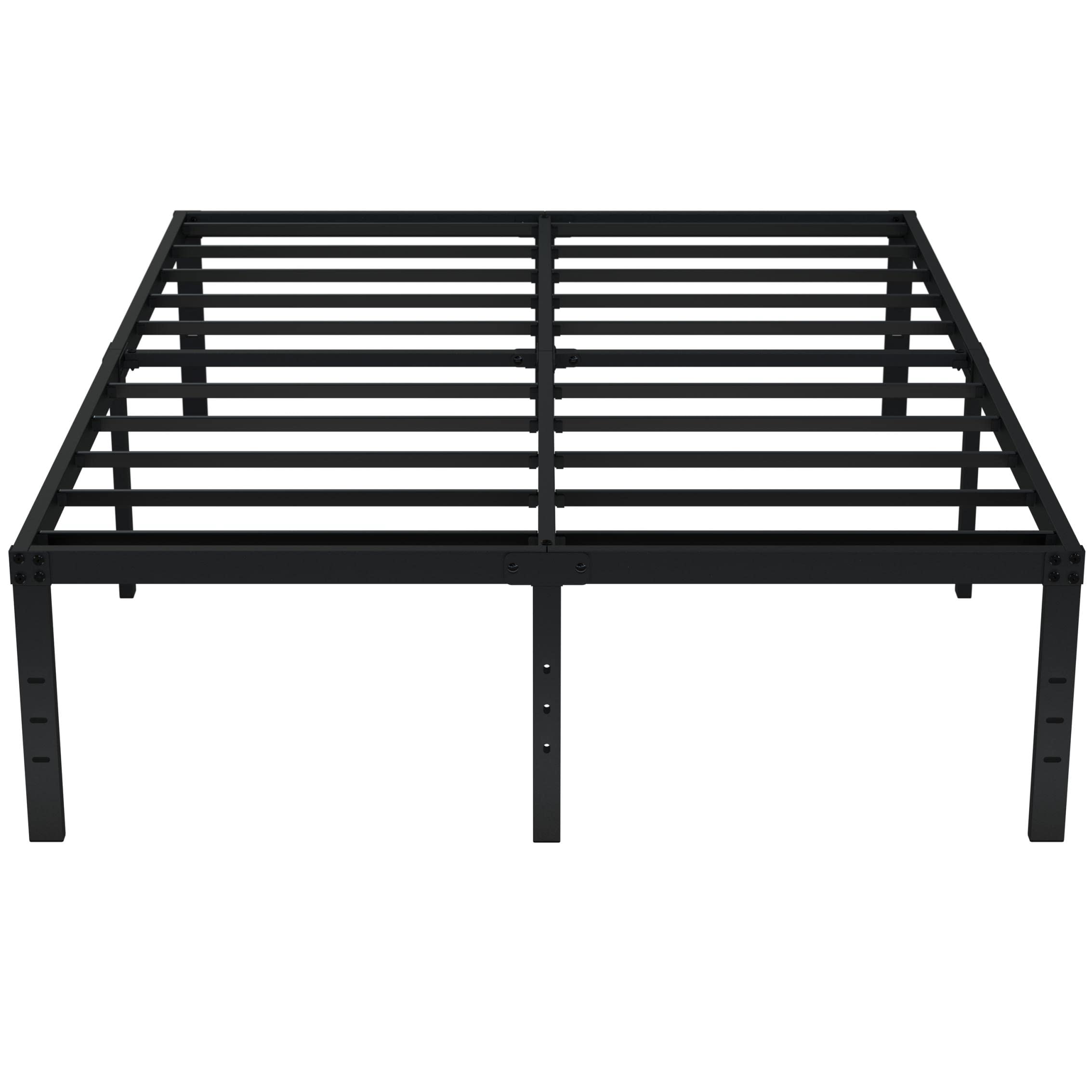 EMODA 18 Inch California King Bed Frames Heavy Duty Tall Metal Cal King Platform with Large Storage Space, No Box Spring Needed, Noise Free, Black