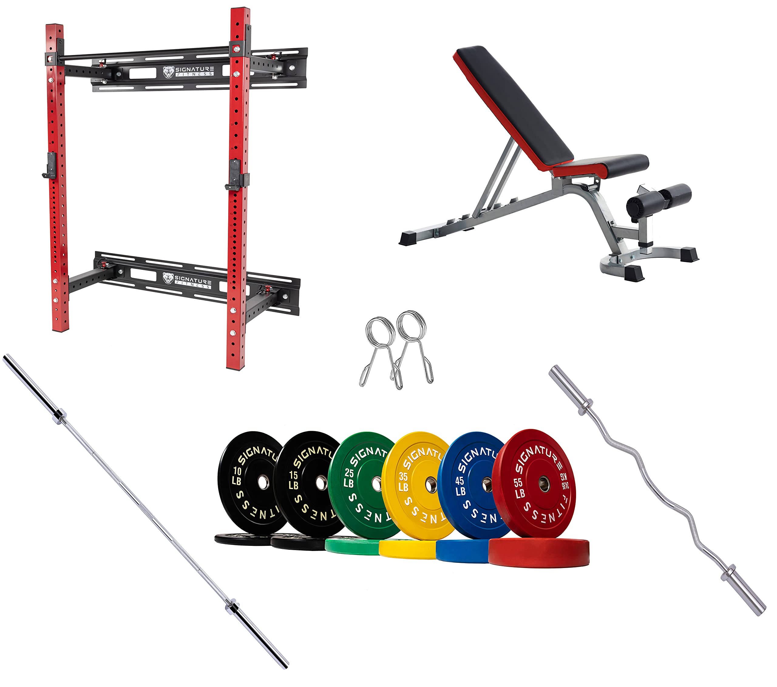 BalanceFrom Complete Home Gym Package Includes Optional 1000 LBS Power Cage, LAT Pulldown, Cable Crossover, Weight Bench, Bumper Plates, Cast Iron Plates Set with Olympic Barbell