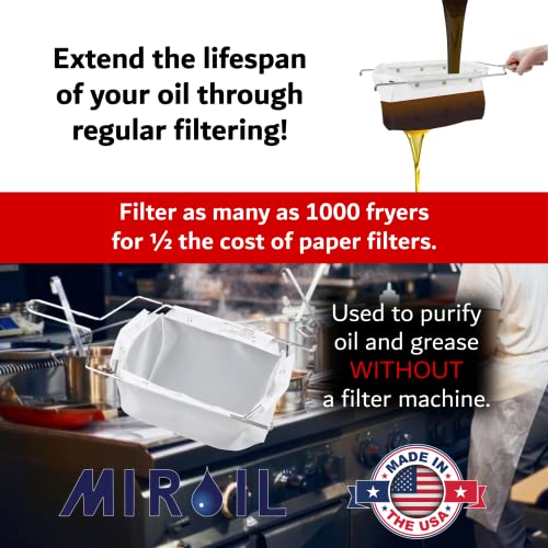 Miroil | B5FS Fryer Filter Bag & Frame | MirOil EZ Flow Filter Bag Combination | Part 02751| Use to Filter Fry Oil | Suitable for 40 lb or 50 Qt Polishing Oil | Durable, Easy to Clean with Hot Water