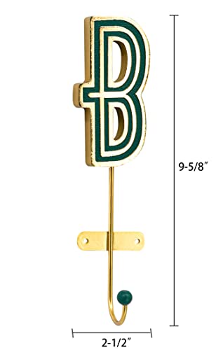 COLLECTIVE HOME - Monogram Wall Hooks, Wall Mounted Hooks for Hanging, Wood Letters for Wall Decor, Home-Bedroom-Living Room Gold Decor, Decorative Wall Hangers for Coat, Scarf, Bag(B)