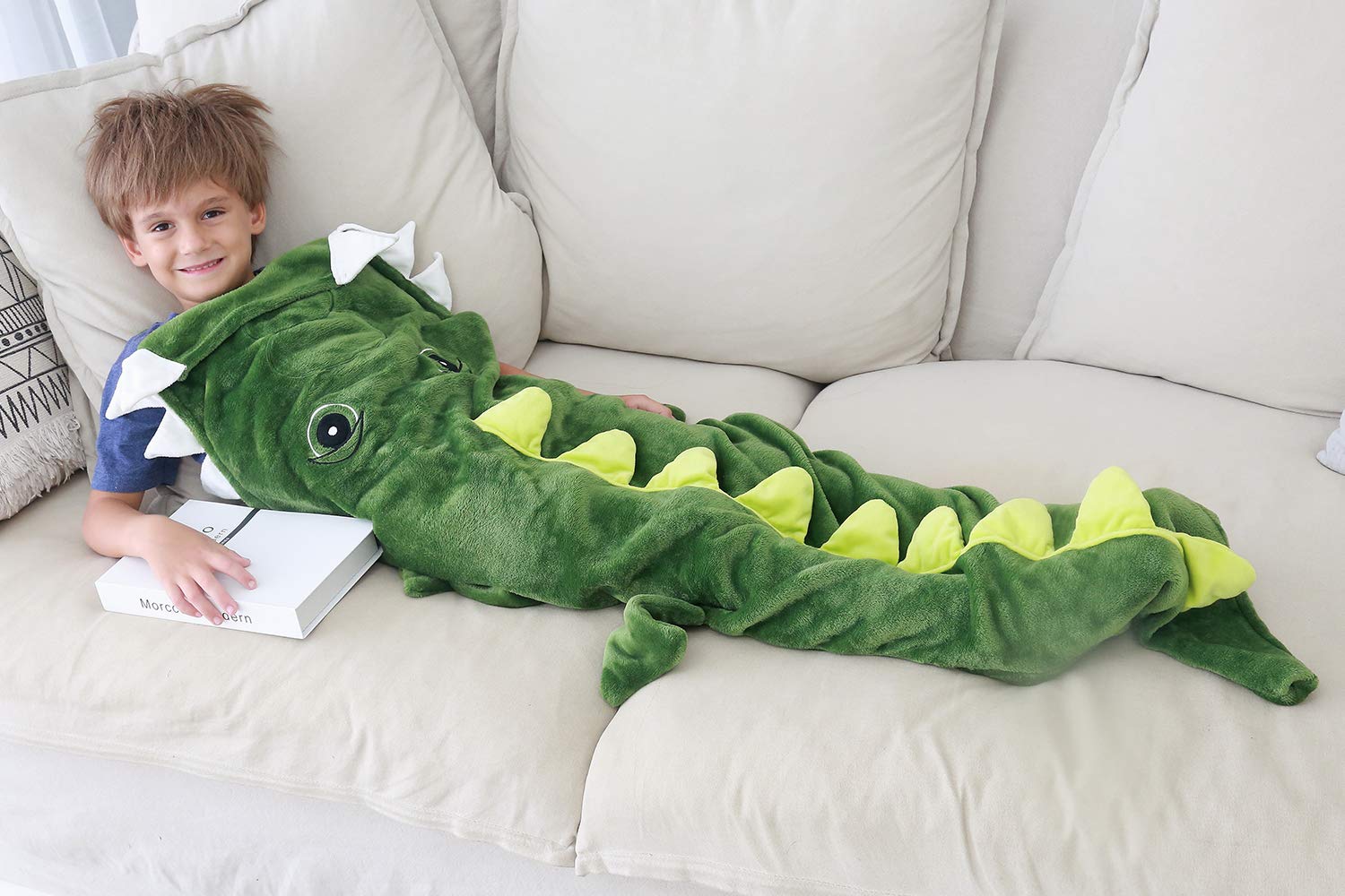 Crocodile Animal Tail Blanket, Soft Flannel Fleece Snuggle Blanket Sleeping Bag for Kids Teen Boys Girls