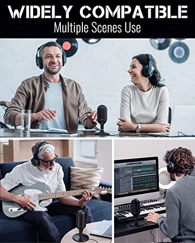ALABS Podcast Microphone, 192KHz 24bits USB Mic for Computer, Smartphone with Mic Monitoring and Gain Control Condenser Microphone for Podcast Streaming Recording ASMR Gaming, Iron 192