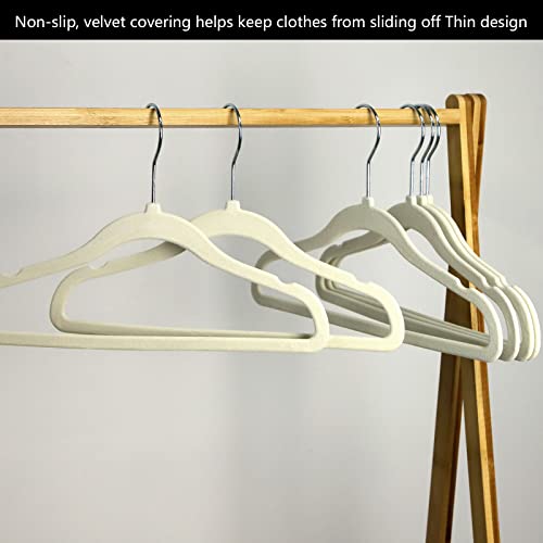 GoodtoU Kids Hangers Velvet 50 Pack -Baby Felt Hangers Non Slip Toddler Hangers Childrens Hangers for Kid Beige