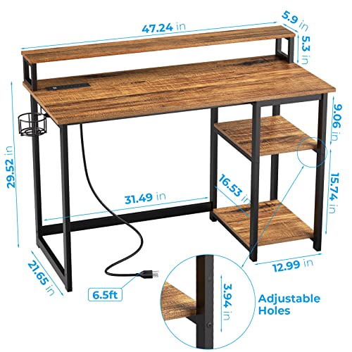 GreenForest 79 in L Shaped Desk with Drawers and Printer Stand and 47 in Computer Desk with USB Charging Port and Power Outlet