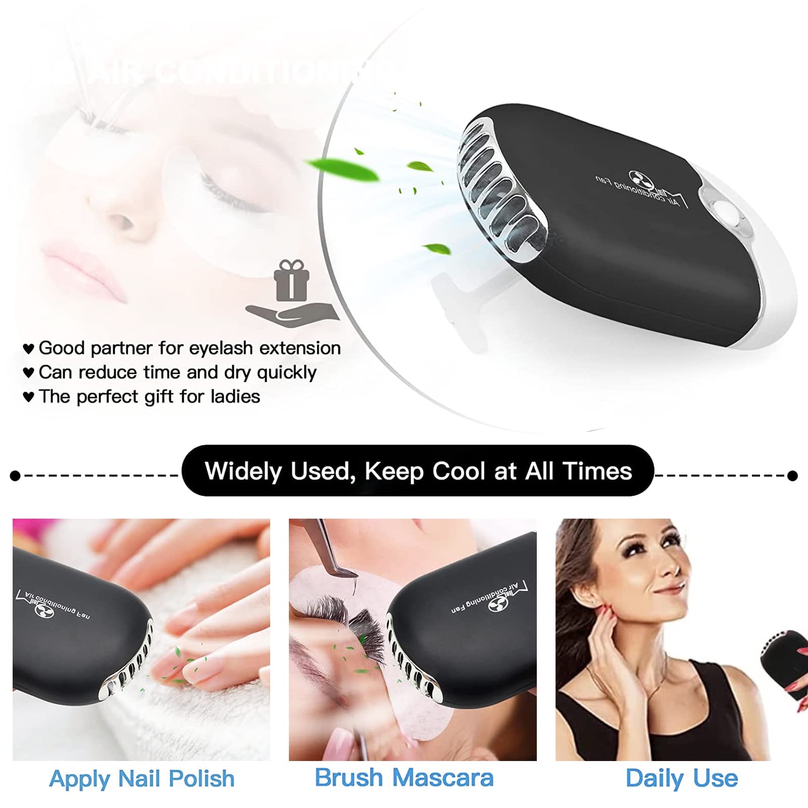 BUCICE Eyelash Extension Kit, 50ml Lash Shampoo Lash Mousse for Eyelash Extensions Cleanser, Lash Fan USB Handheld Air Conditioning Blower Fan, with Mascara Brushes Nose Brushes and Wash Bottle Set