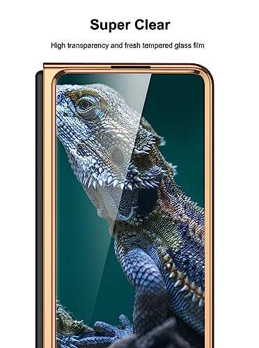 FYTON Case for Galaxy Z Fold 5 Case - Light Luxury Electroplated Frame with Patterned Glass, Built-in Screen Protector Compatible with Samsung Galaxy Z Fold 5 Case, Leopard Print