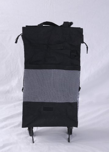 J&J Home Fashion Wheeled Shopping or Laundry Cart-Black