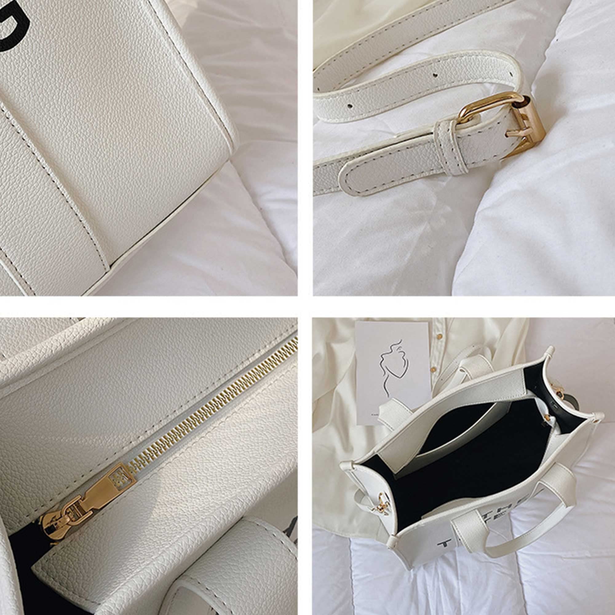 AyTotoro Work Tote Bag for Women Trendy Personalized Oversized PU Leather Top Handle Shoulder Crossbody Bag Handbag (White)