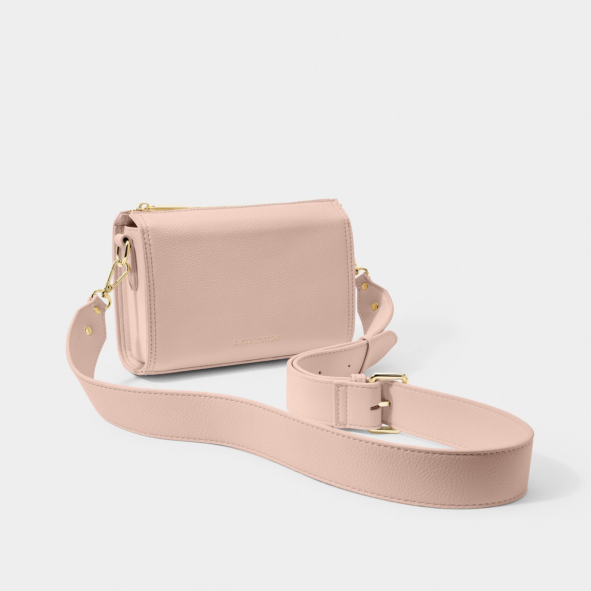 KATIE LOXTON Zana Womens Medium Vegan Leather Convertible Crossbody Handbag Purse Pale Pink