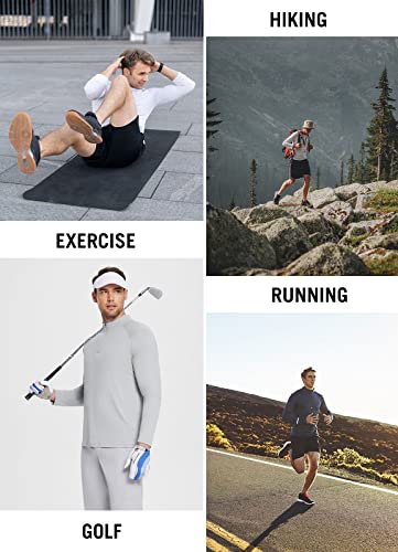 BALEAF Men's 1/4 Zip Pullover Sun Protection Shirts UV SPF T-Shirts UPF 50+ Long Sleeve Rash Guard Hiking Golf Grey XL