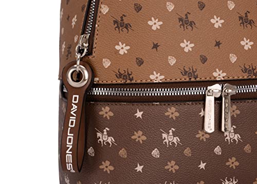 David Jones Paris Women Fashion Work Travel Front Pocket Backpack (Cognac)