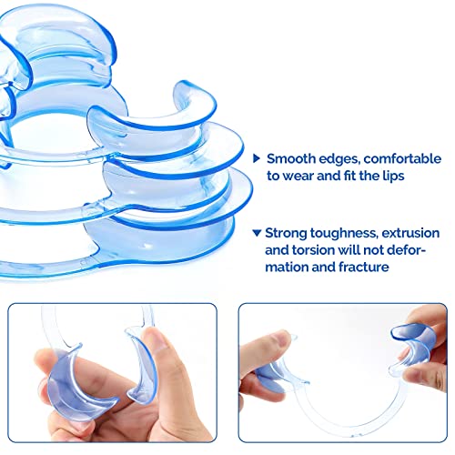 JMU Dental Cheek Retractor Mouth Opener for Teeth Whitening C Type Autoclavable, Clear Blue (Large,Small,Medium Pack of 3)