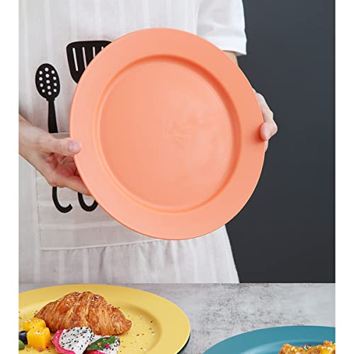 Kyraton 10 Inch Large Plastic Plates 8 Pieces, Dishwasher Safe, Unbreakable And Reusable Light Weight Dinner Plates Microwave Safe BPA Free (Mutil Color)