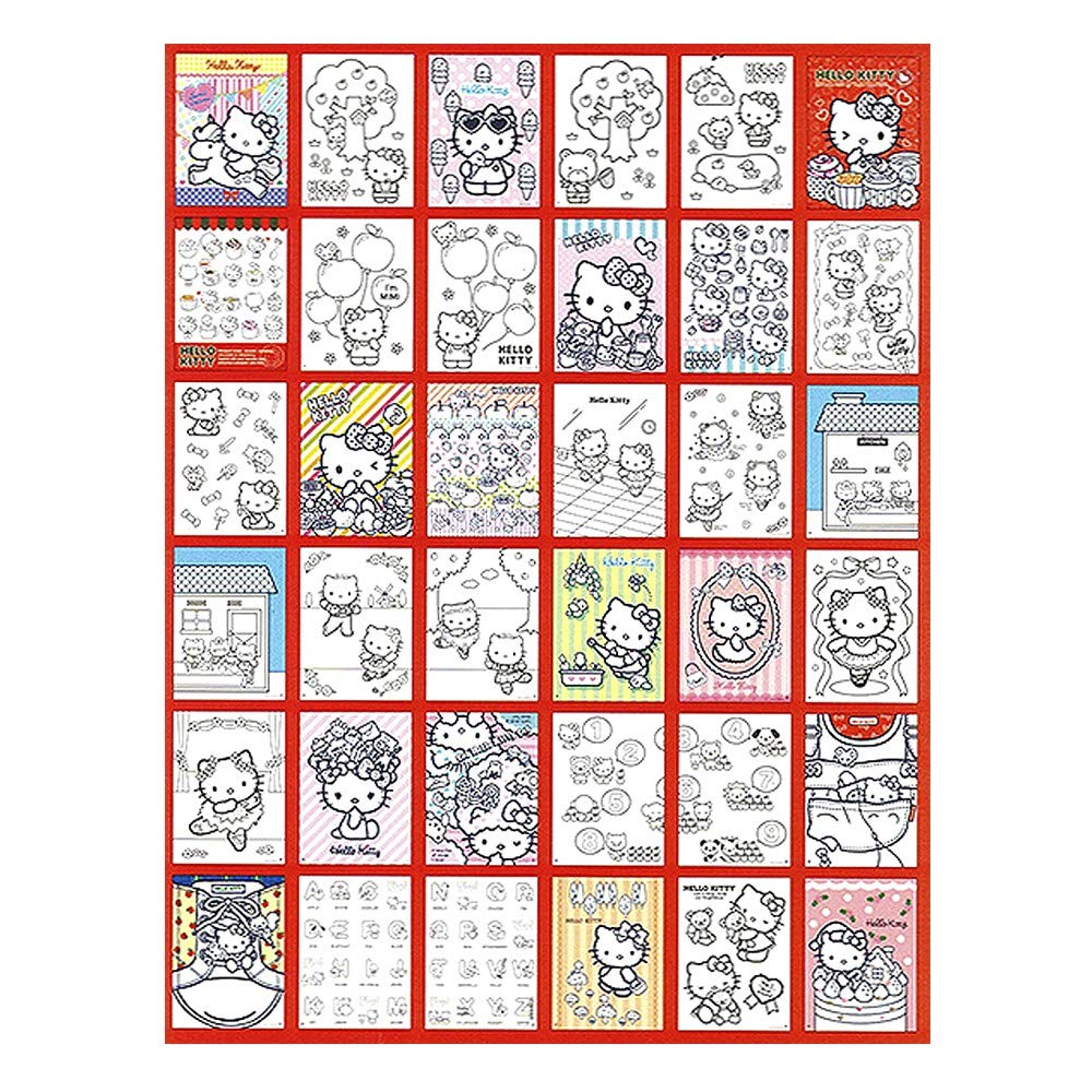 Hello Kitty 1 Coloring Book + 1 12-Color Crayon Set + 1 Sticker Sheet Arts & Craft Set : Random